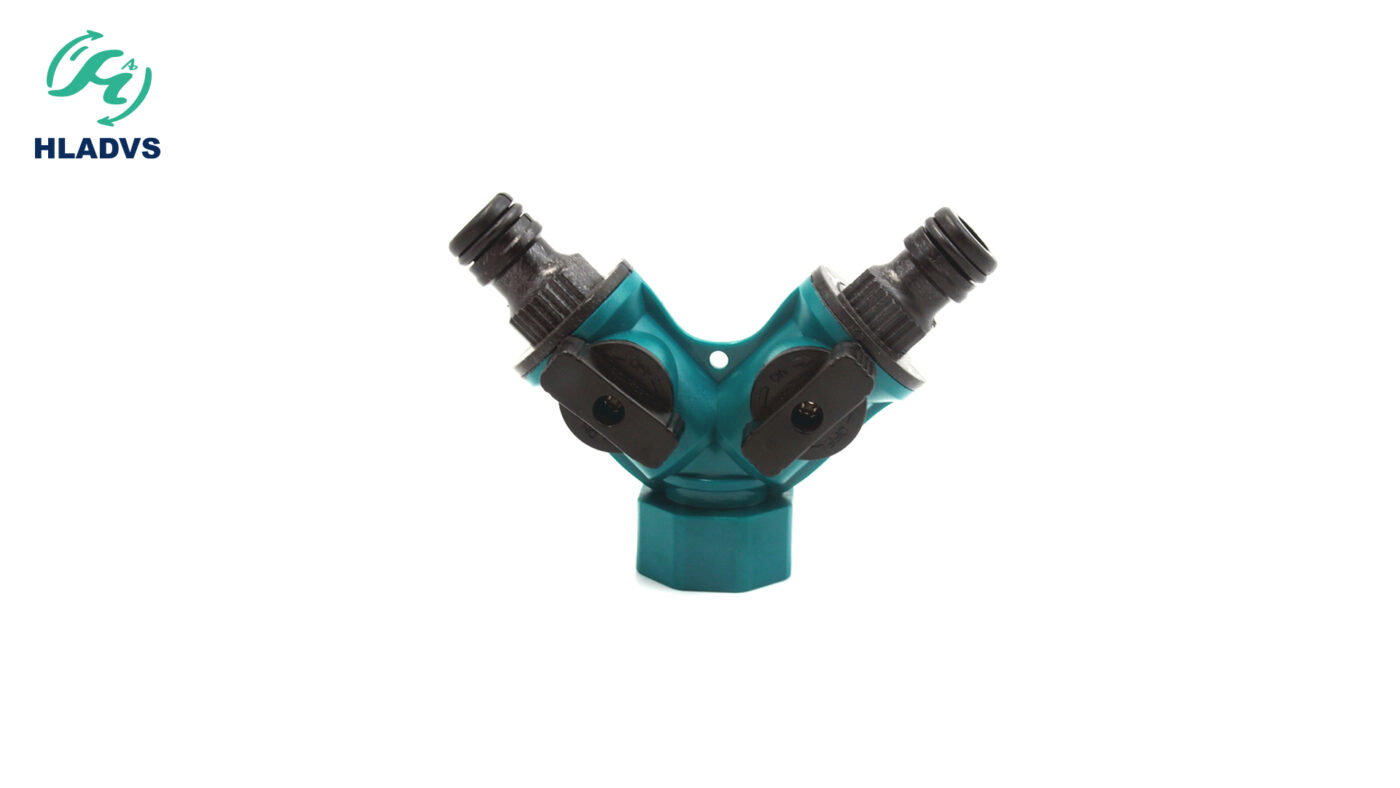 Plastic garden 2-way hose splitter with valve – Get Wise Tools