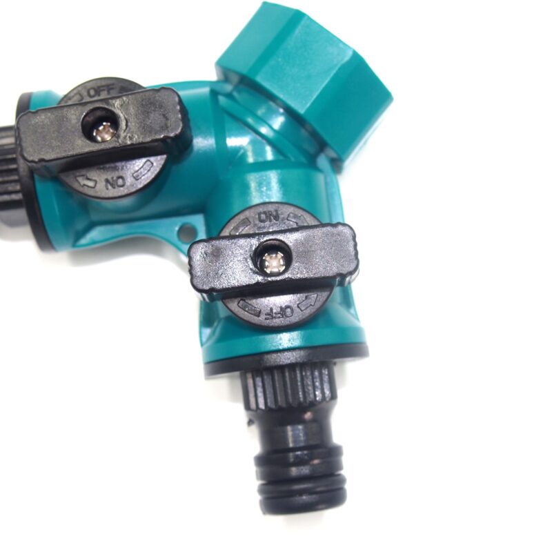 Plastic garden 2-way hose splitter with valve – Get Wise Tools