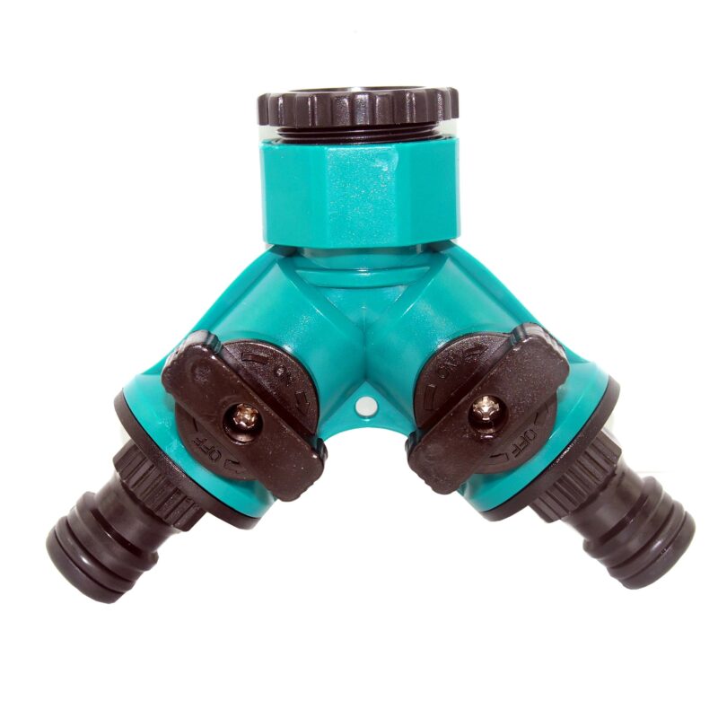 Plastic garden 2-way hose splitter with valve – Get Wise Tools